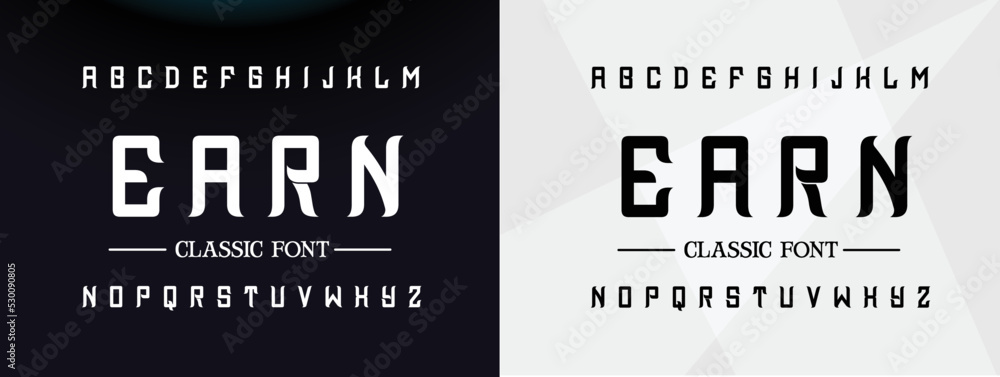 EARN Sports minimal tech font letter set. Luxury vector typeface for ...