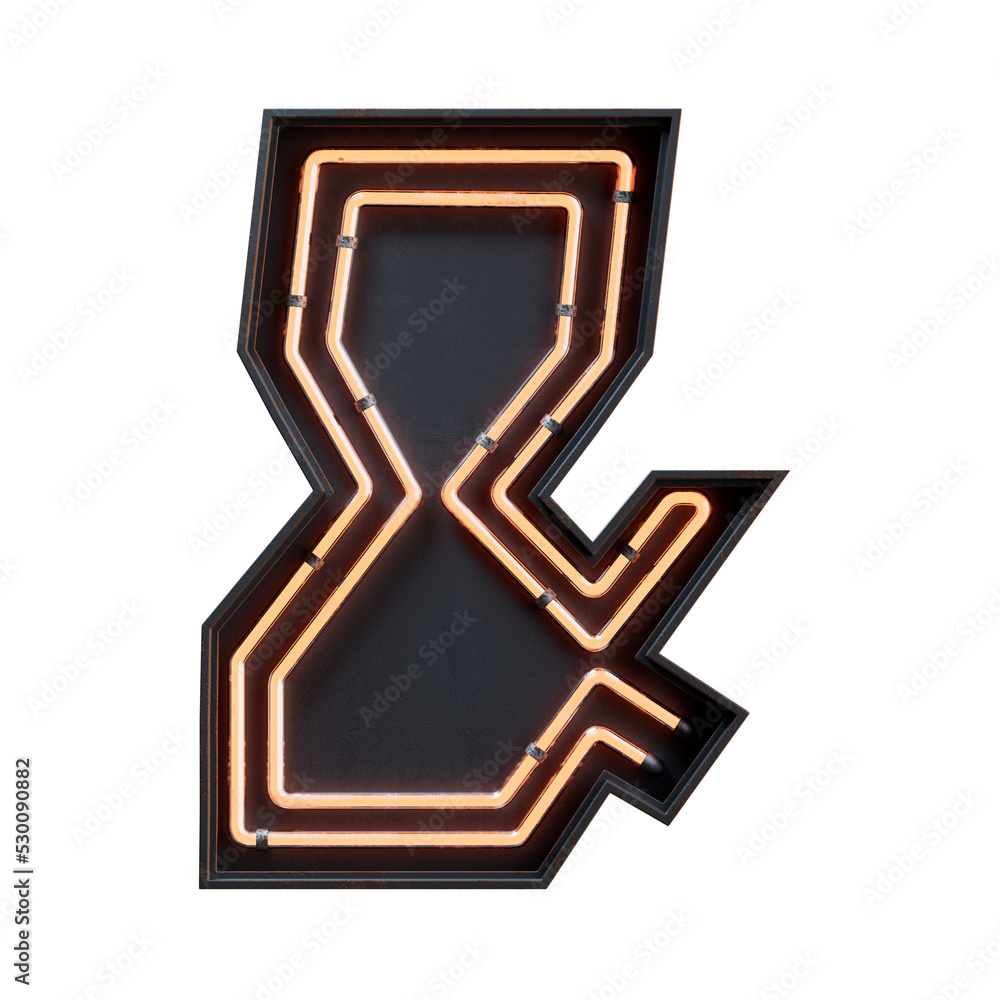 Transparent Backgrounds Mock-up.3D illustration of orange Neon light ...