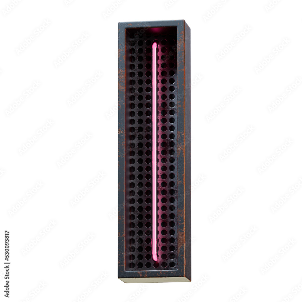 3D illustration of Pink Neon light alphabet character Capital letter I ...