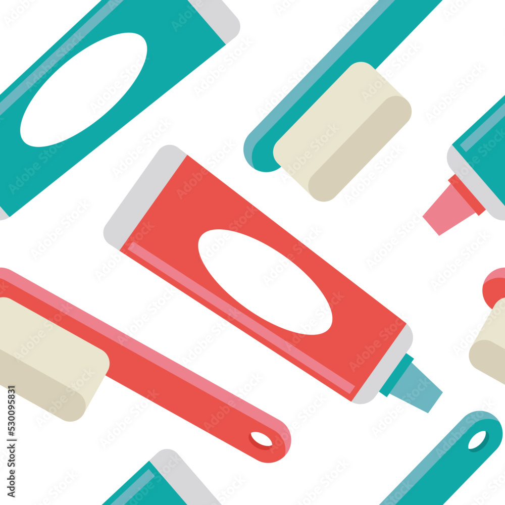 Toothpaste and toothbrush vector cartoon seamless pattern background ...