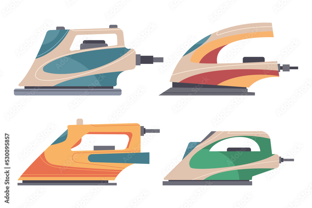 Irons vector cartoon set isolated on a white background. Stock Vector ...