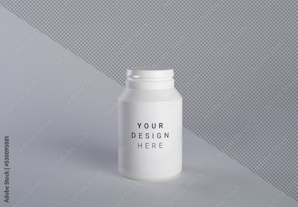 Editable White Opaque Drug Pill Plastic Container Bottle สต็อกเทมเพลต ...