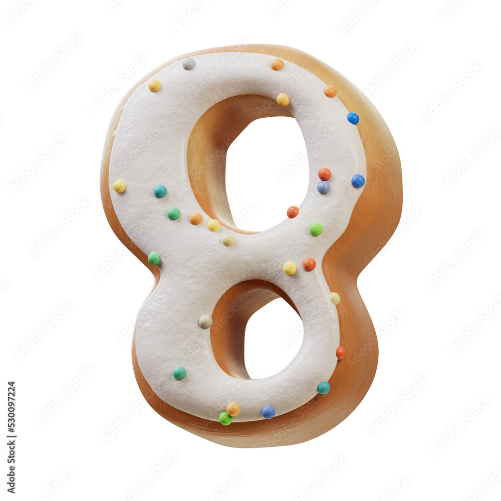 Transparent Backgrounds Mock-up.White Cream Donut font alphabet number ...