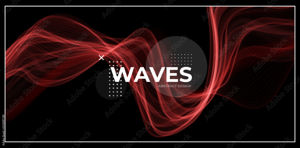 Abstract red lines background. Flow dynamic wave. Digital data ...