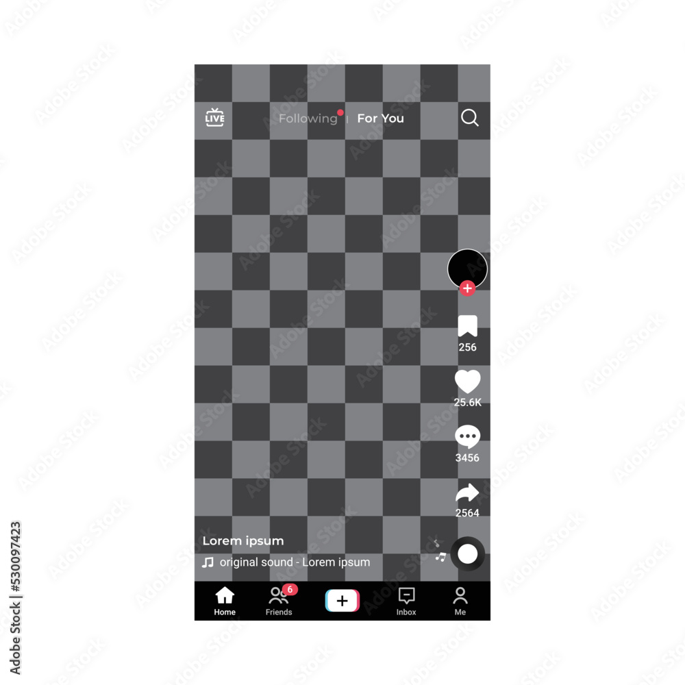 Tiktok empty screen mockup ui app background Stock Vector | Adobe Stock Tiktok empty screen mockup ui app background Stock Vector | Adobe Stock