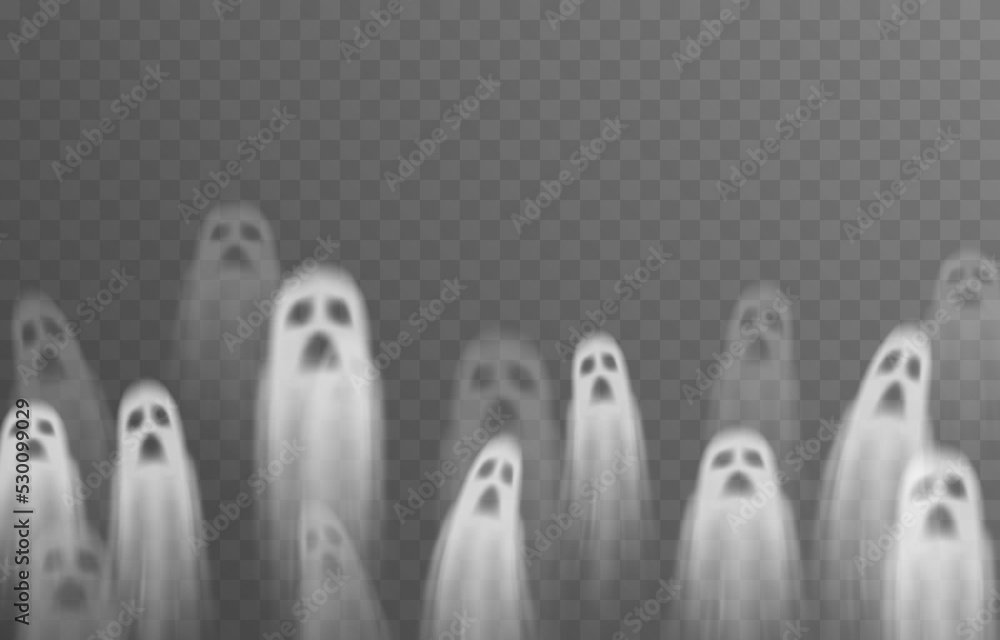 Vector ghosts on isolated transparent background. Ghost PNG. Halloween ...