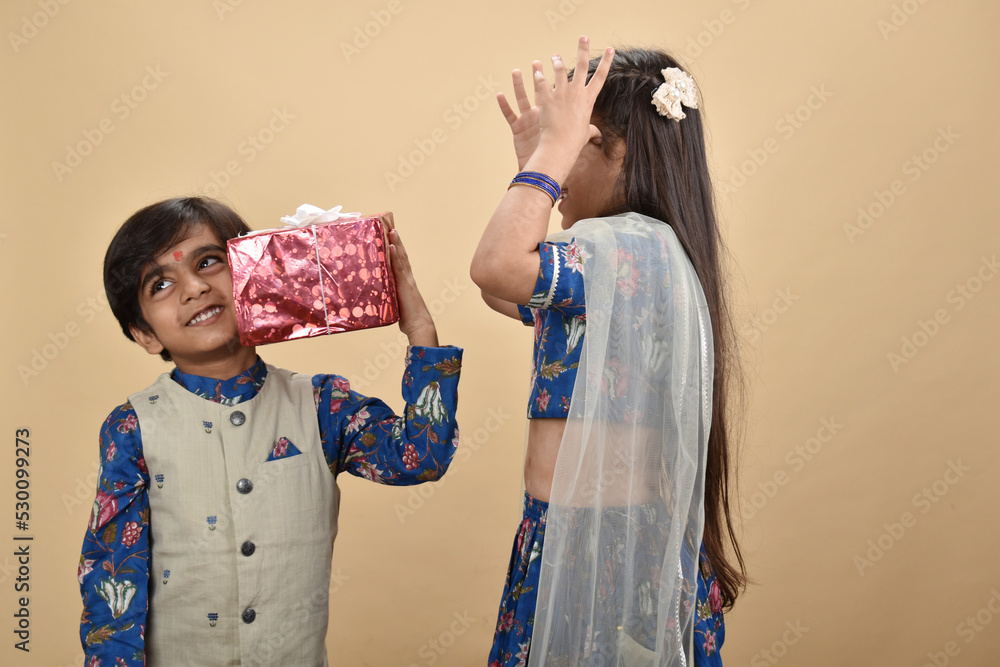 Indian asian cute little kids or siblings celebrating festival Stock ...
