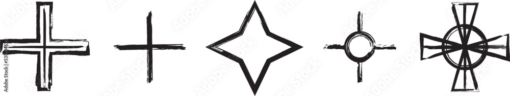 Most popular Native American Symbols. Symbols of Star, and Crosses. Set ...