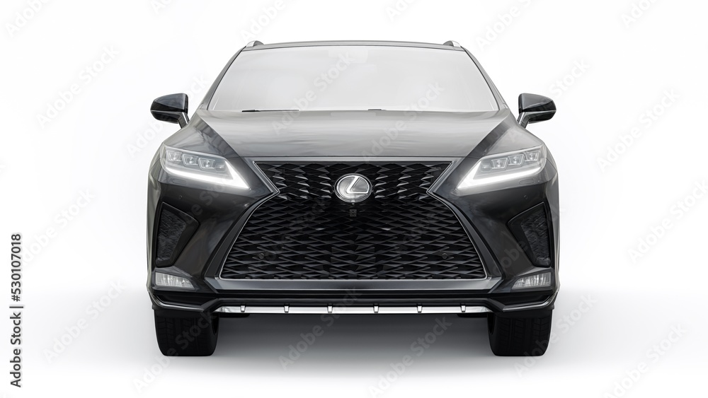 Tokio. Japan. July 26, 2022. Black Lexus RX450 F-Sport on a white ...