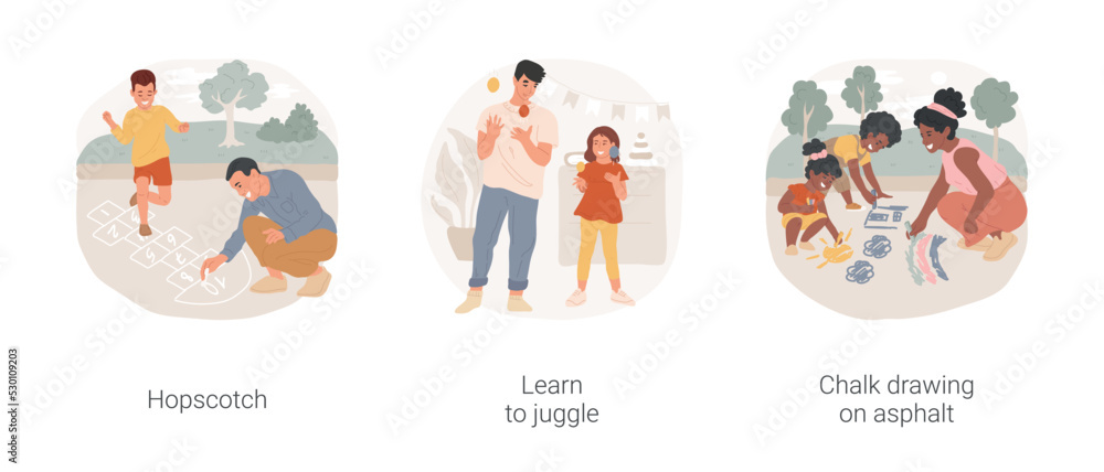 Outdoor activities for kids isolated cartoon vector illustration set ...