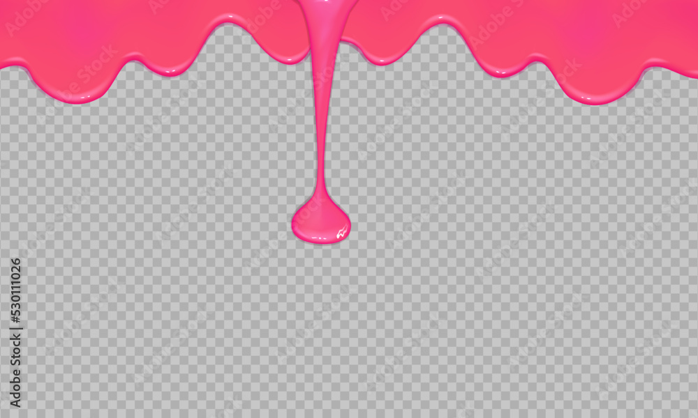 Flowing realistic pink sweet melting icing on transparent background ...