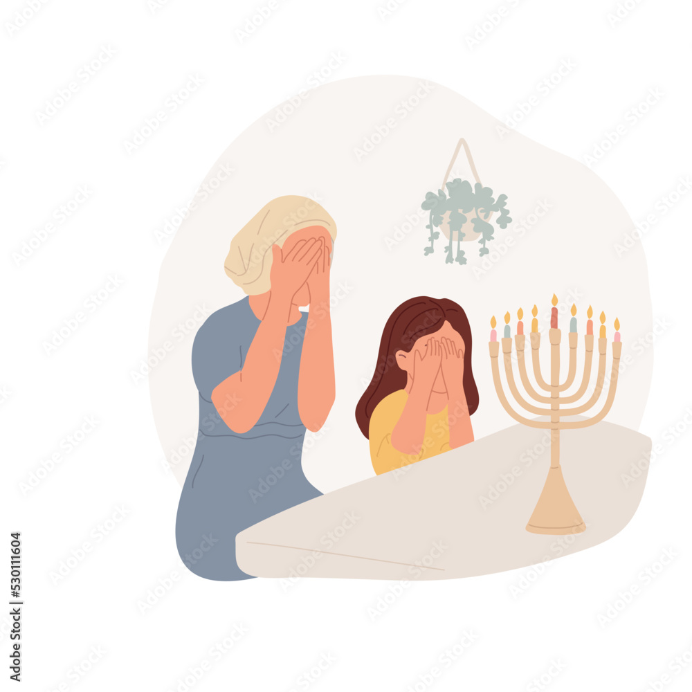 Praying together isolated cartoon vector illustration. Family praying ...
