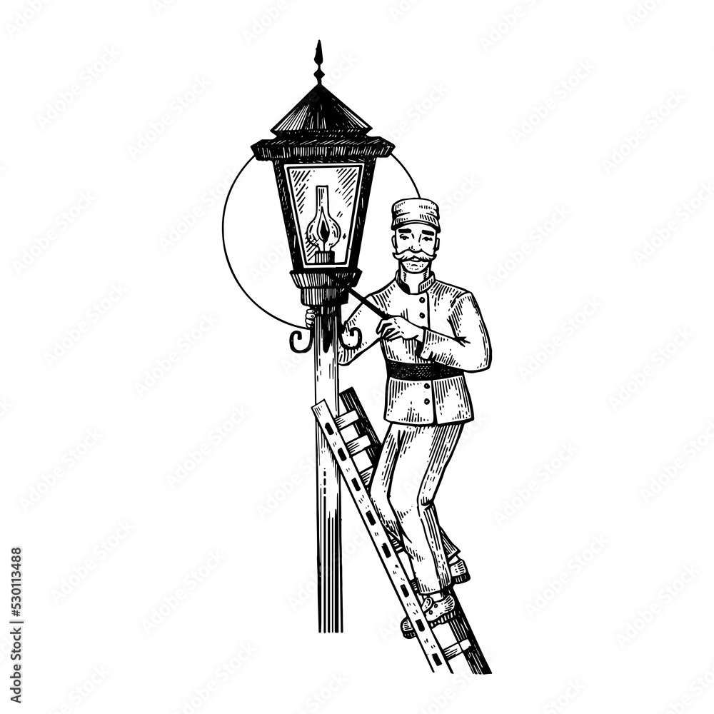 Lamplighter man engraving PNG illustration with transparent background ...