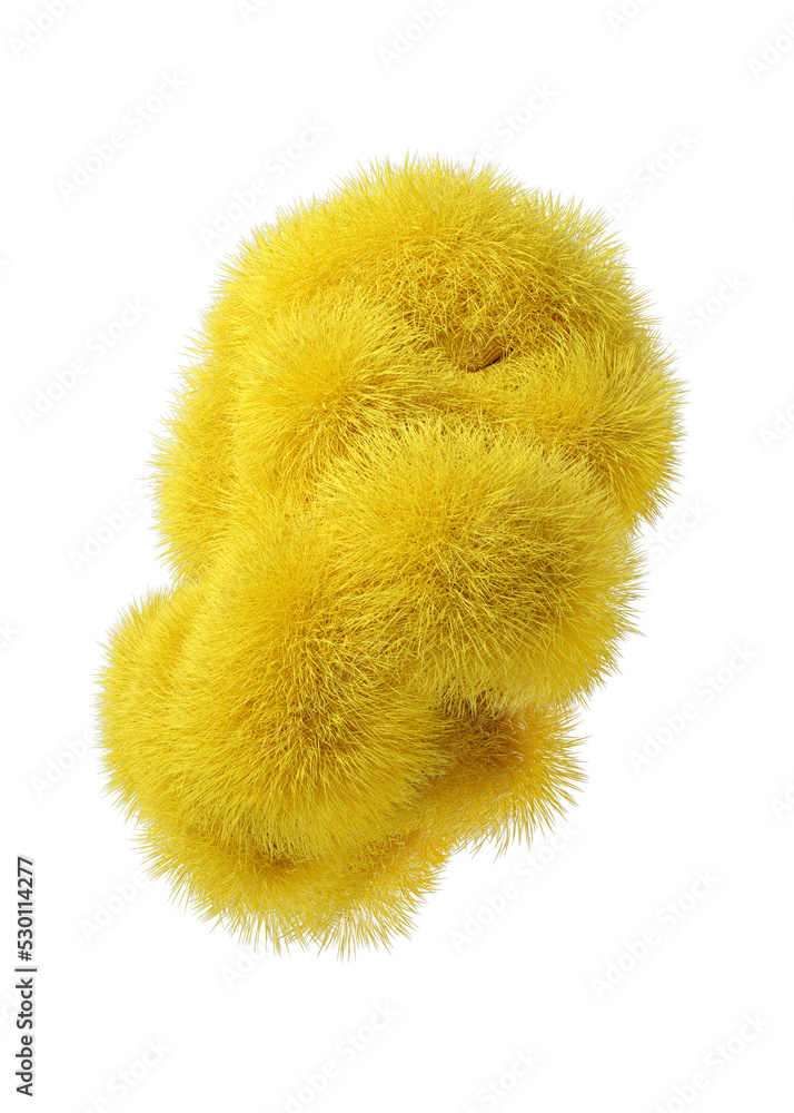 3d rendering fluffy yellow abstract png shape isolated on transparent ...