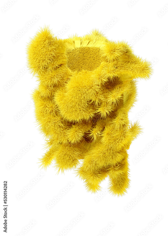 3d rendering fluffy yellow abstract png shape isolated on transparent ...