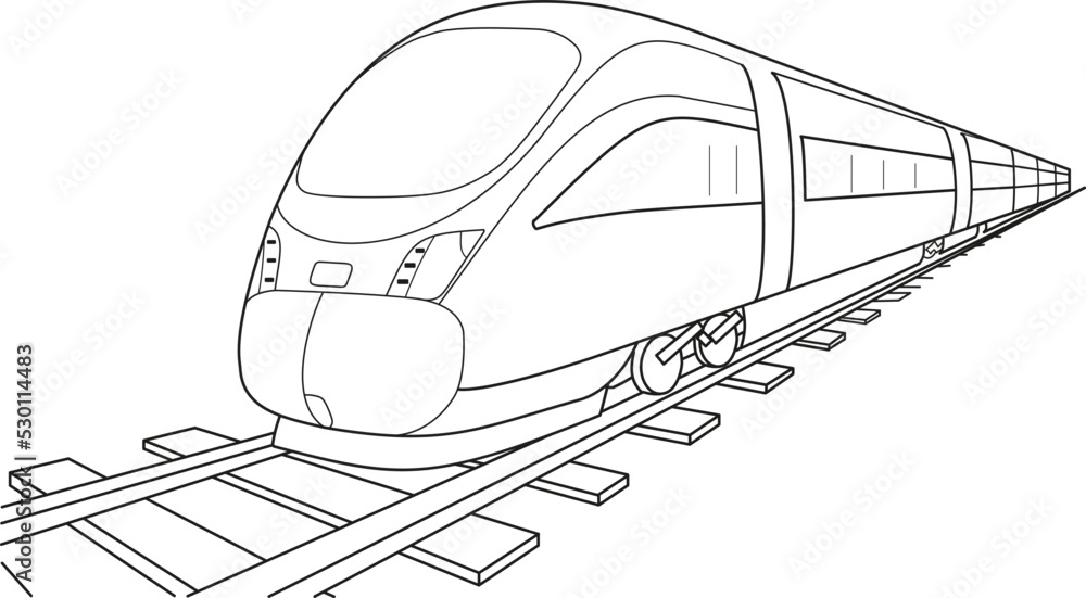 High speed train vector in motion. White background. Children Coloring ...