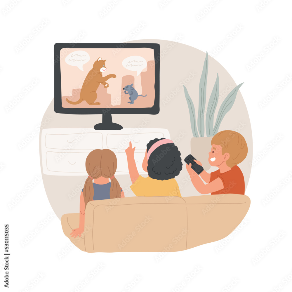 Kids watching cartoons isolated cartoon vector illustration. Children ...
