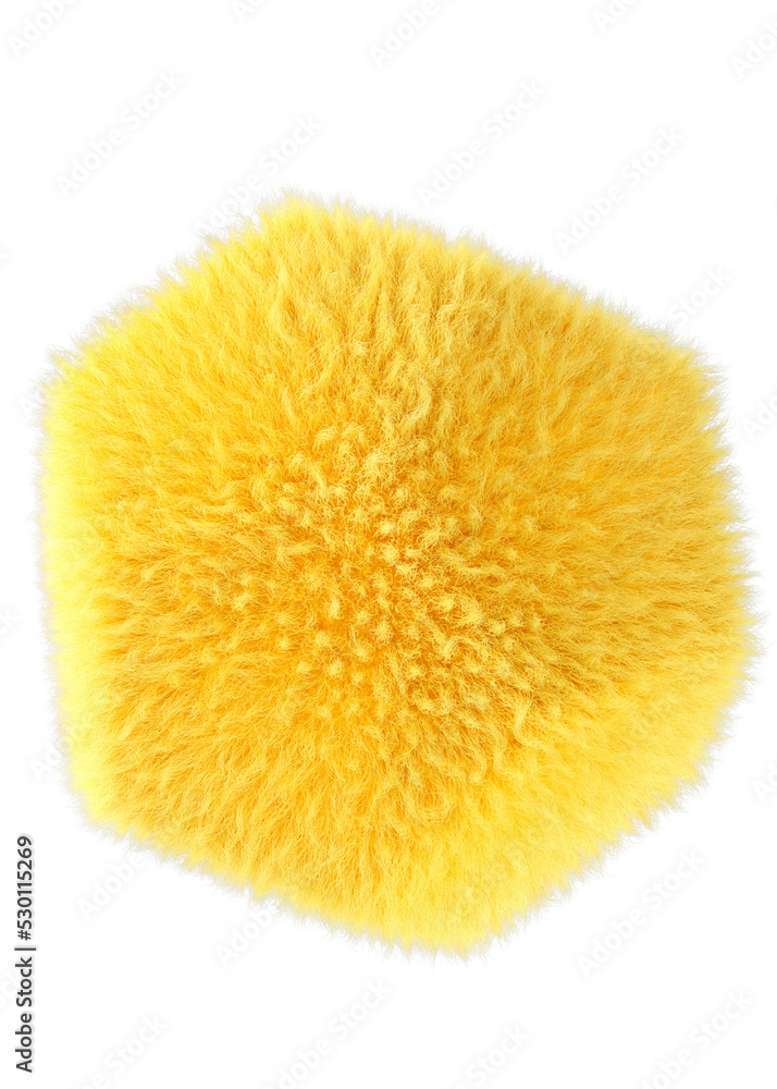 3d rendering fluffy yellow abstract png shape isolated on transparent ...
