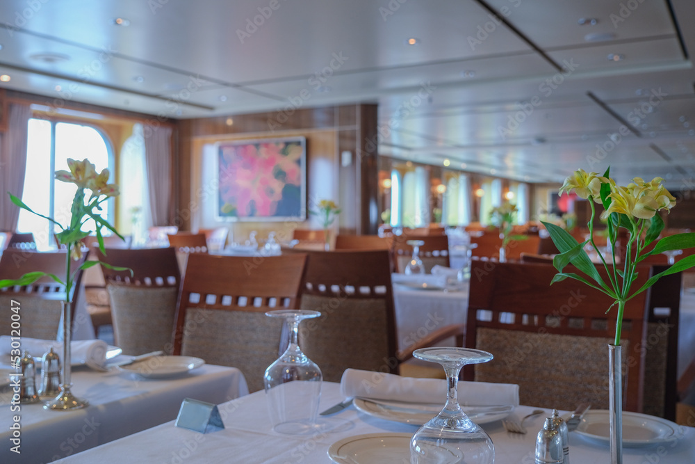 Art Deco interior design style furniture, carpets and paneling onboard ...
