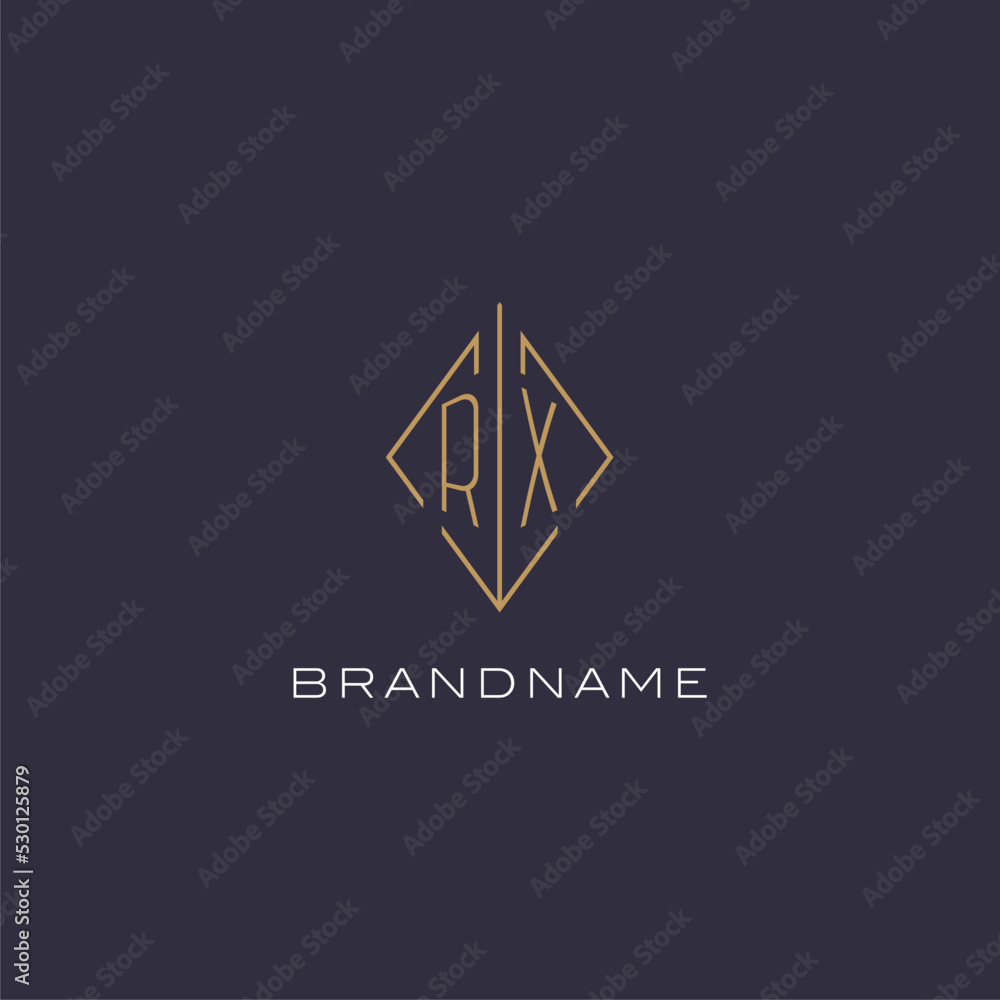 Initial letter RX logo monogram with diamond rhombus style design ideas ...