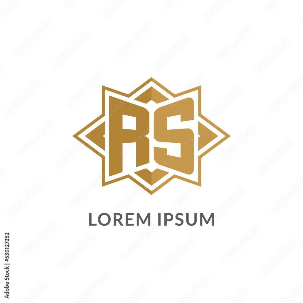 Initial letter RS logo monogram with eight point star style design ...