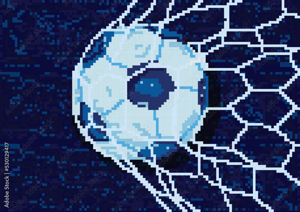 Football Soccer Ball in Pixel Vector Illustration with Blue Background ...