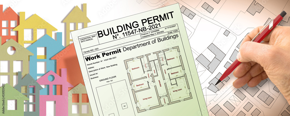 Foto de Building Permit concept with imaginary General Urban Plan and ...