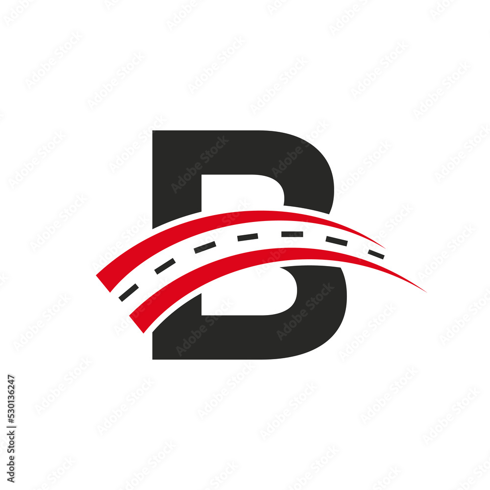 Initial Transport Logo On B Letter Concept. Minimal B Letter Road Logo ...