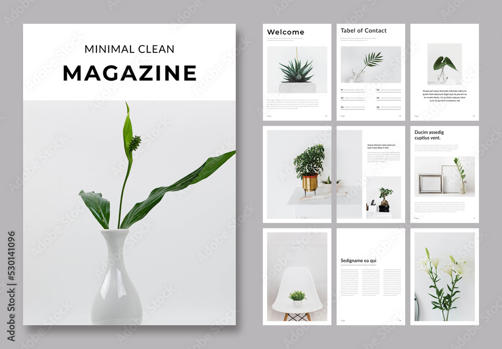 Minimal Clean Magazine Layout Stock Template | Adobe Stock