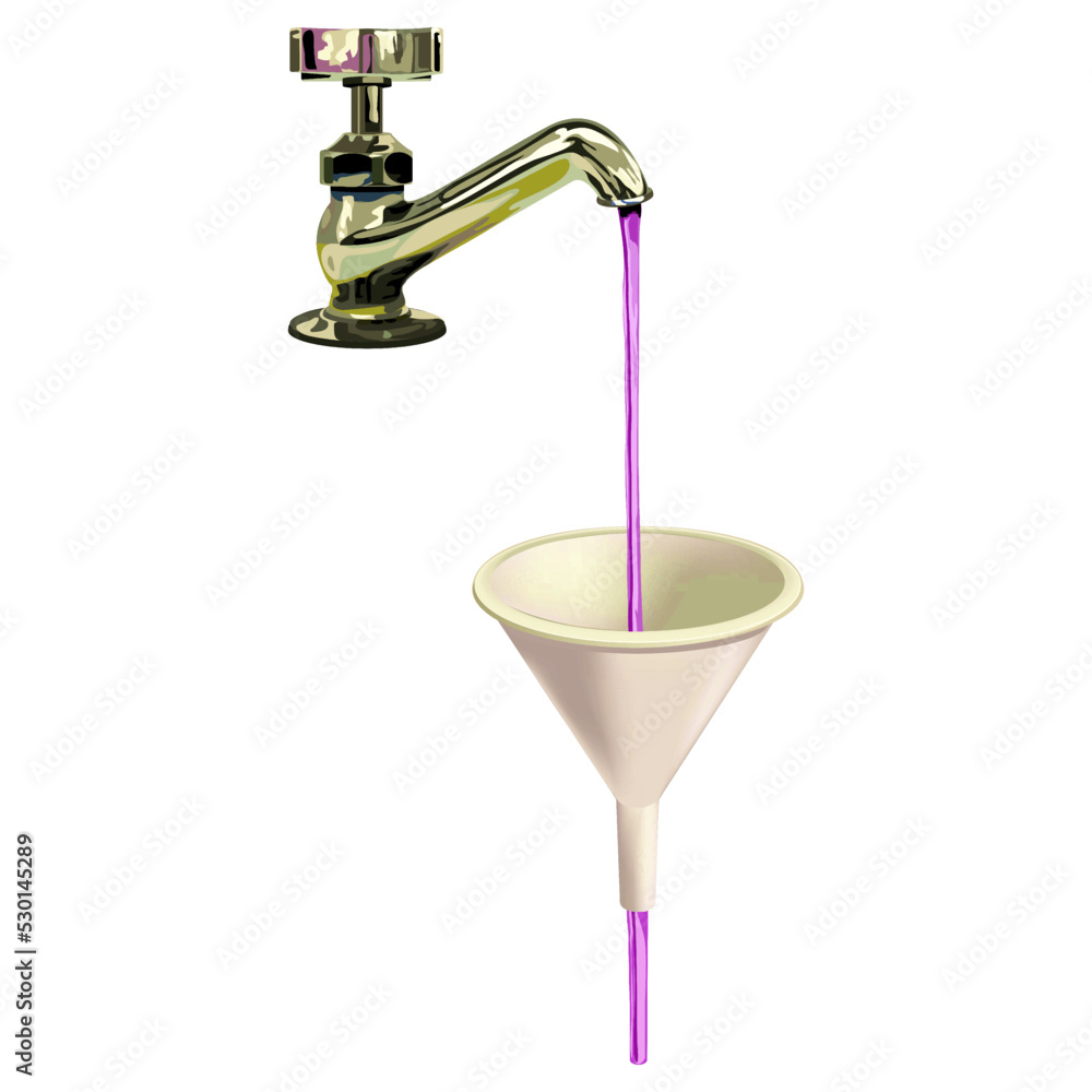 fluid flow regulation example tap threw funnel Stock Vector | Adobe Stock