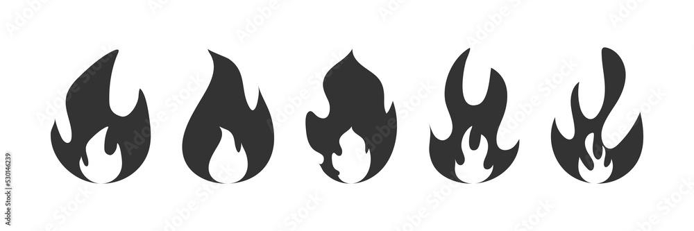 Fire flames icon set. Burn symbol. Sign bonfire vector flat. Stock ...