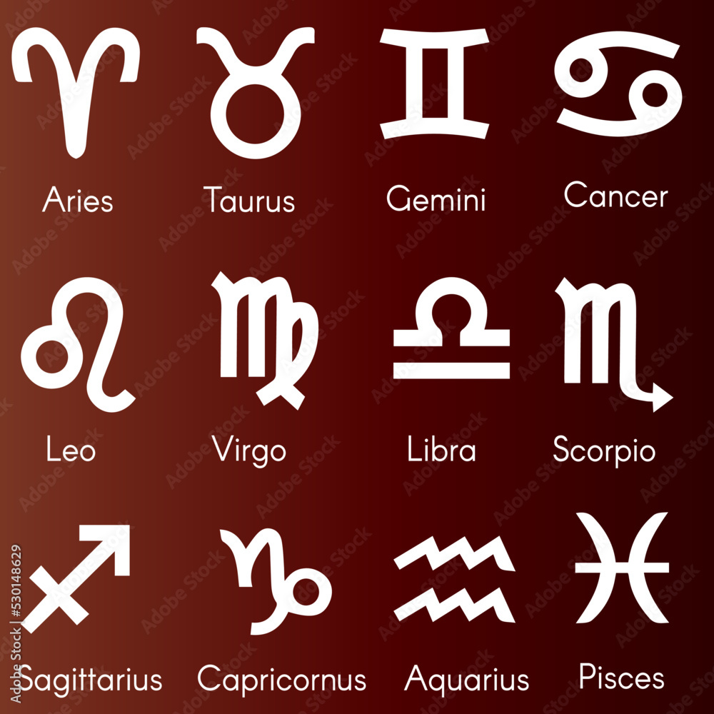 Zodiac SYMBOLS Set Vector Illustration Stock Vector | Adobe Stock