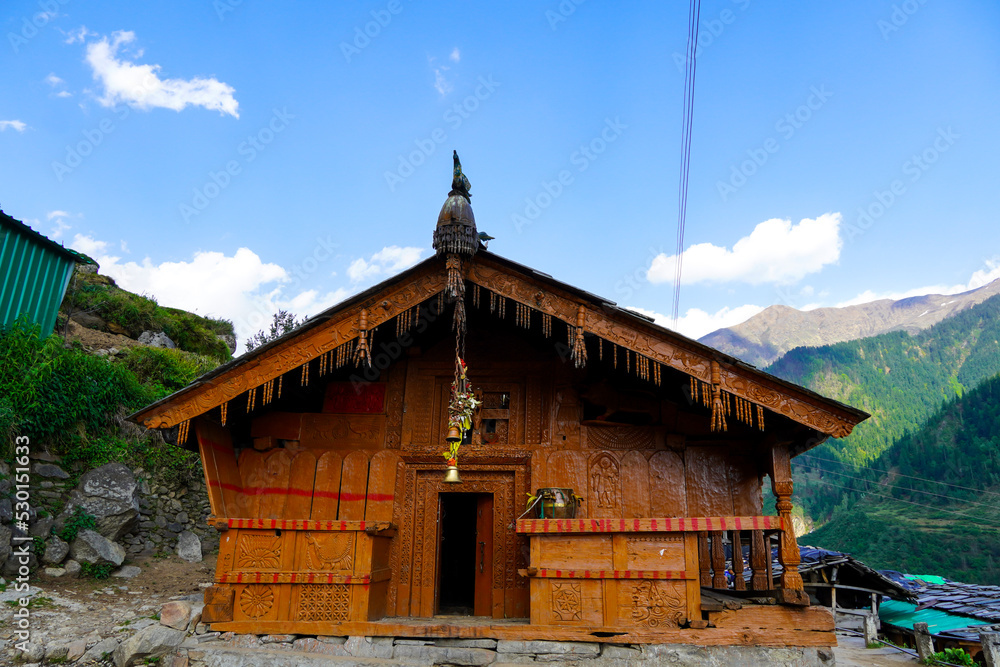 Unique wooden temple of lord shiva in a small mountain village of ...