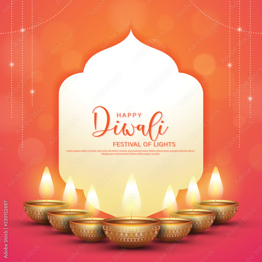 Happy Diwali - festival of lights colorful poster template design with ...