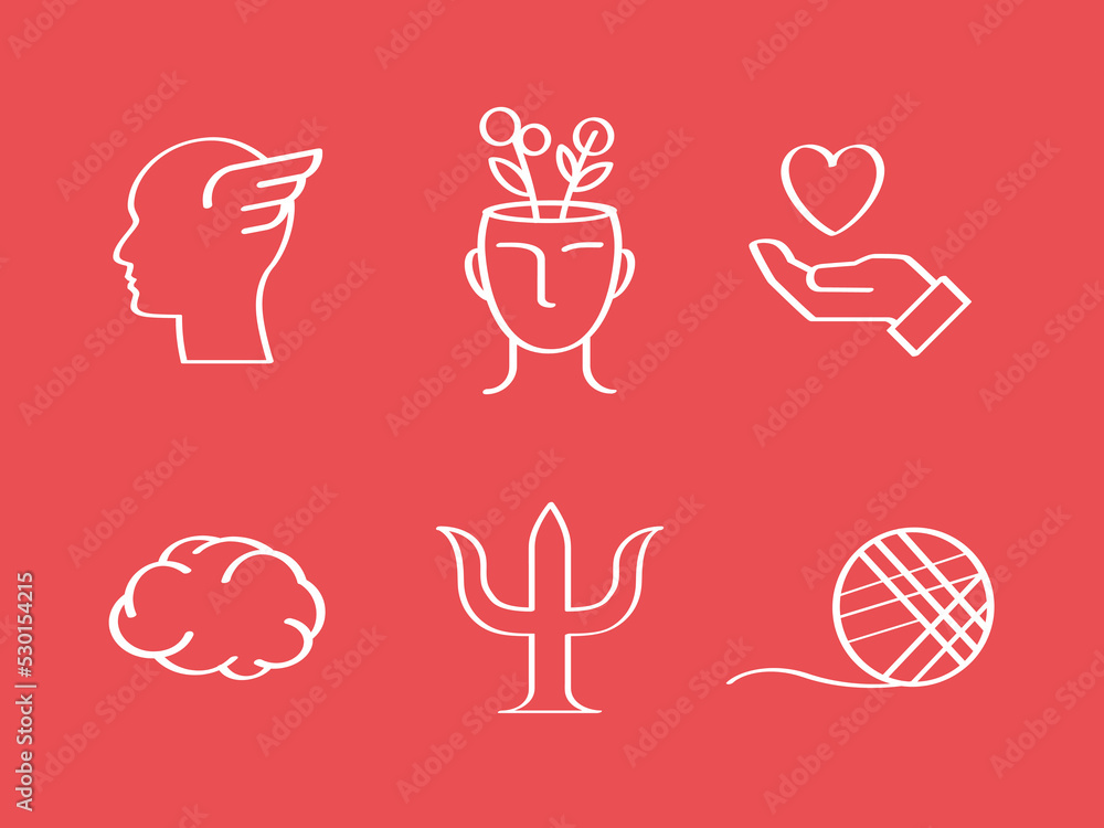 White simple flat linear graphic icon set of icons on the theme of ...