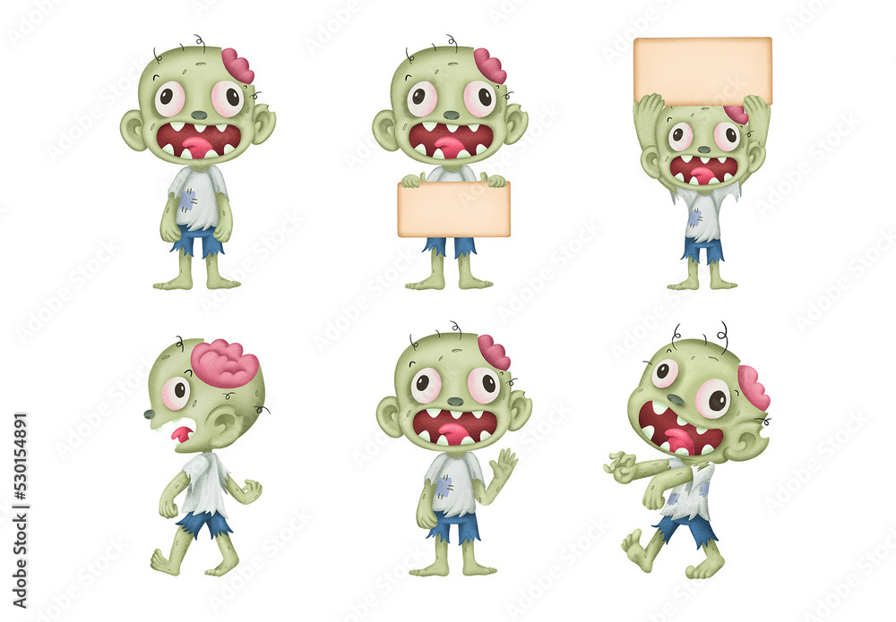 Zombie Character Halloween Clipart Stock Template | Adobe Stock
