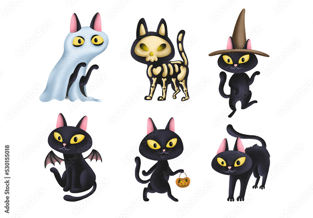 Black Cats Halloween Clipart Stock Template | Adobe Stock