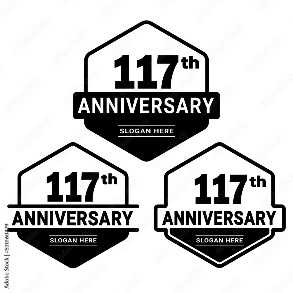 Vetor de 117 years anniversary celebration logotype. 117th anniversary ...
