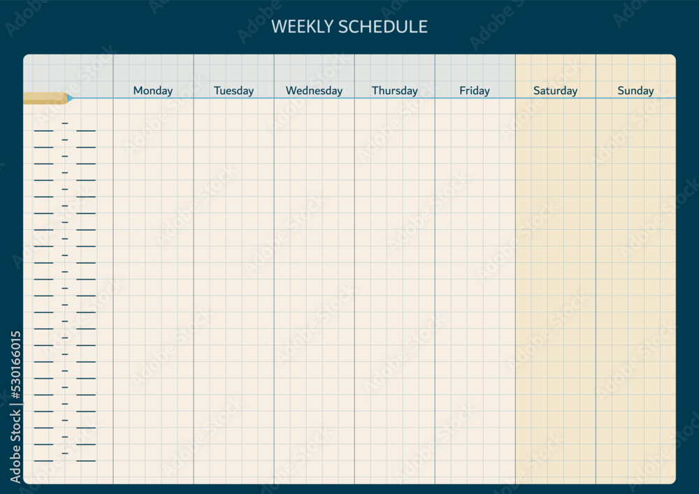 Weekly classes schedule or planner template in a minimalistic flat ...