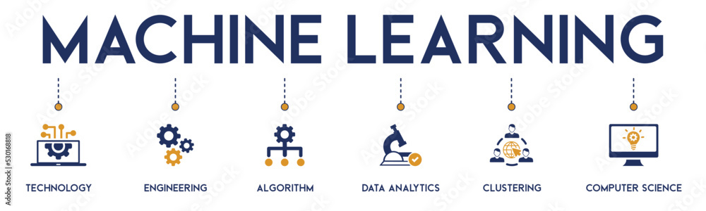Machine Learning Banner Web Icon Vector Illustration Concept With Icon And Symbol Of Technology