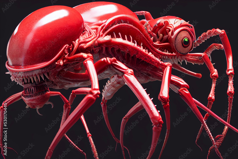 Creepy alien monster, exoskeleton and tentacles, shiny and gross Stock ...