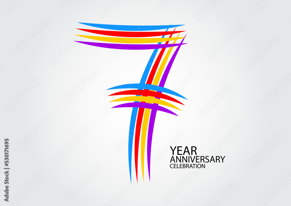 7 years anniversary celebration logotype colorful line vector, 7th ...