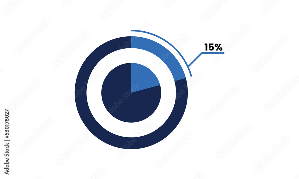 Pie Chart 15 vector, 15 percent pie chart infographic illustration ...