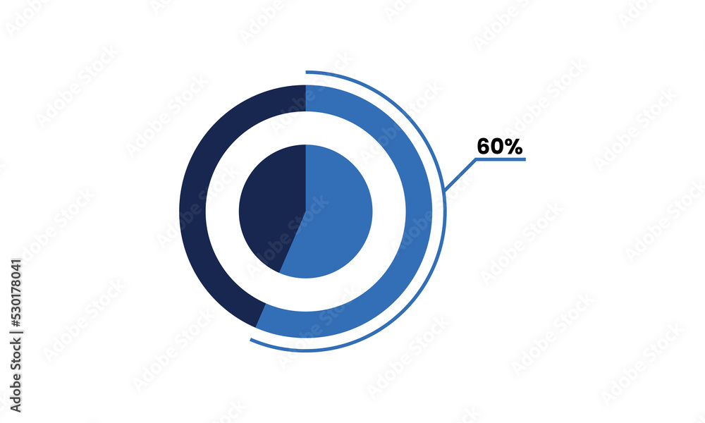 Pie Chart 60 vector, 60 percent pie chart infographic illustration ...