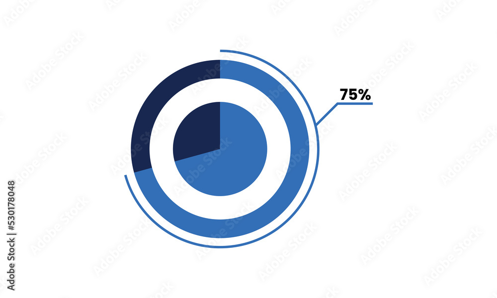 Pie Chart 75 vector, 75 percent pie chart infographic illustration ...