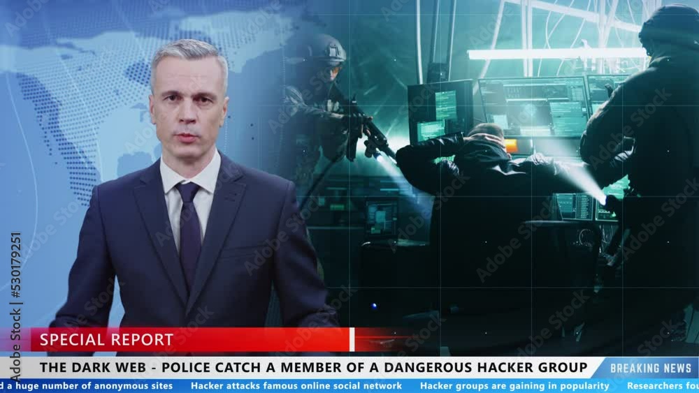 Male TV presenter in special report commenting on detention of member ...