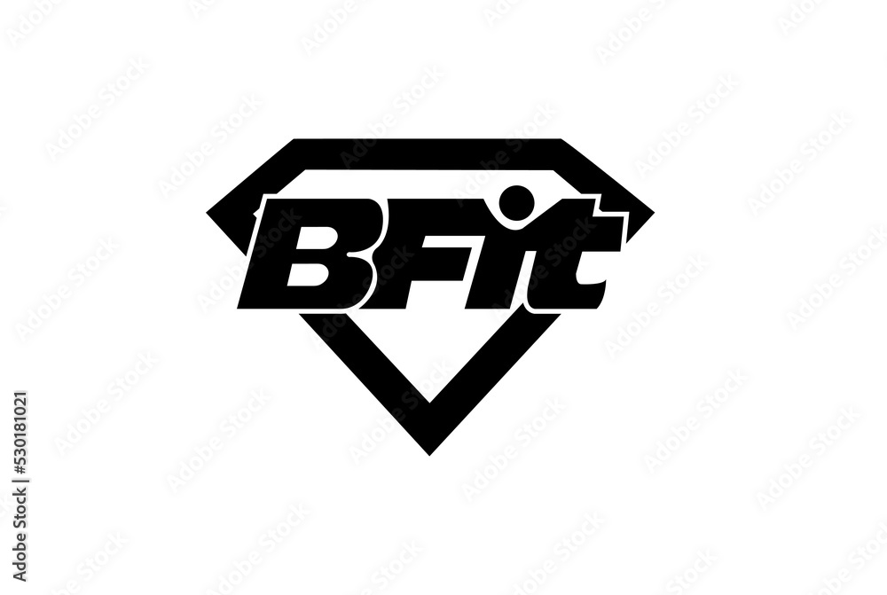 B fit logo with diamond shape template, B fit logo with white ...