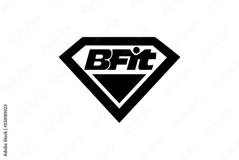 B fit logo with diamond shape template, B fit logo with white ...