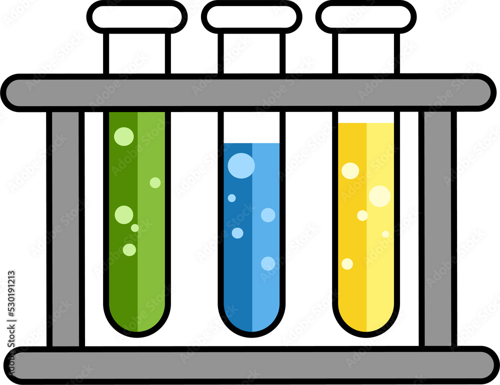 laboratory equipment in a flat design drawing. beaker and flask ...