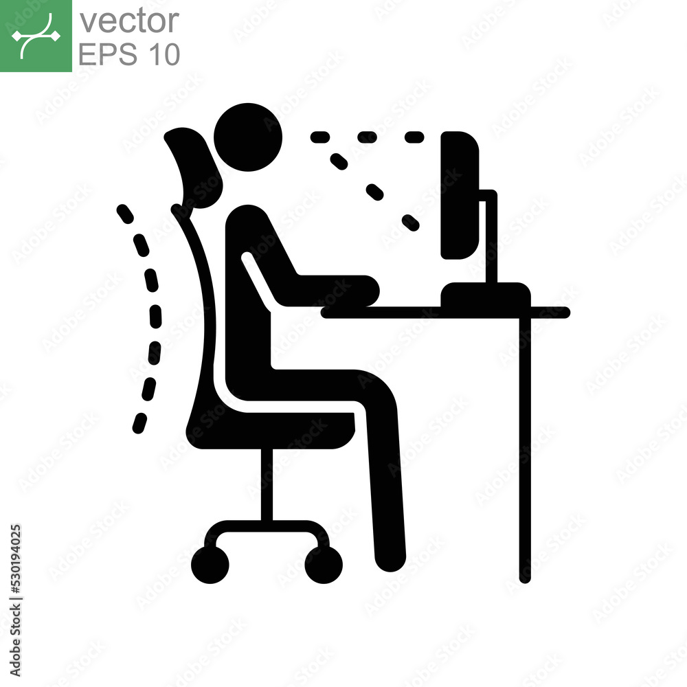 Ergonomic workplace icon. Computer desk workstation infographic ...